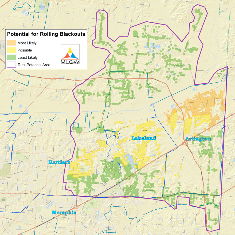 Areas Likely to be Impacted by Blackouts Shown - mlgw.com